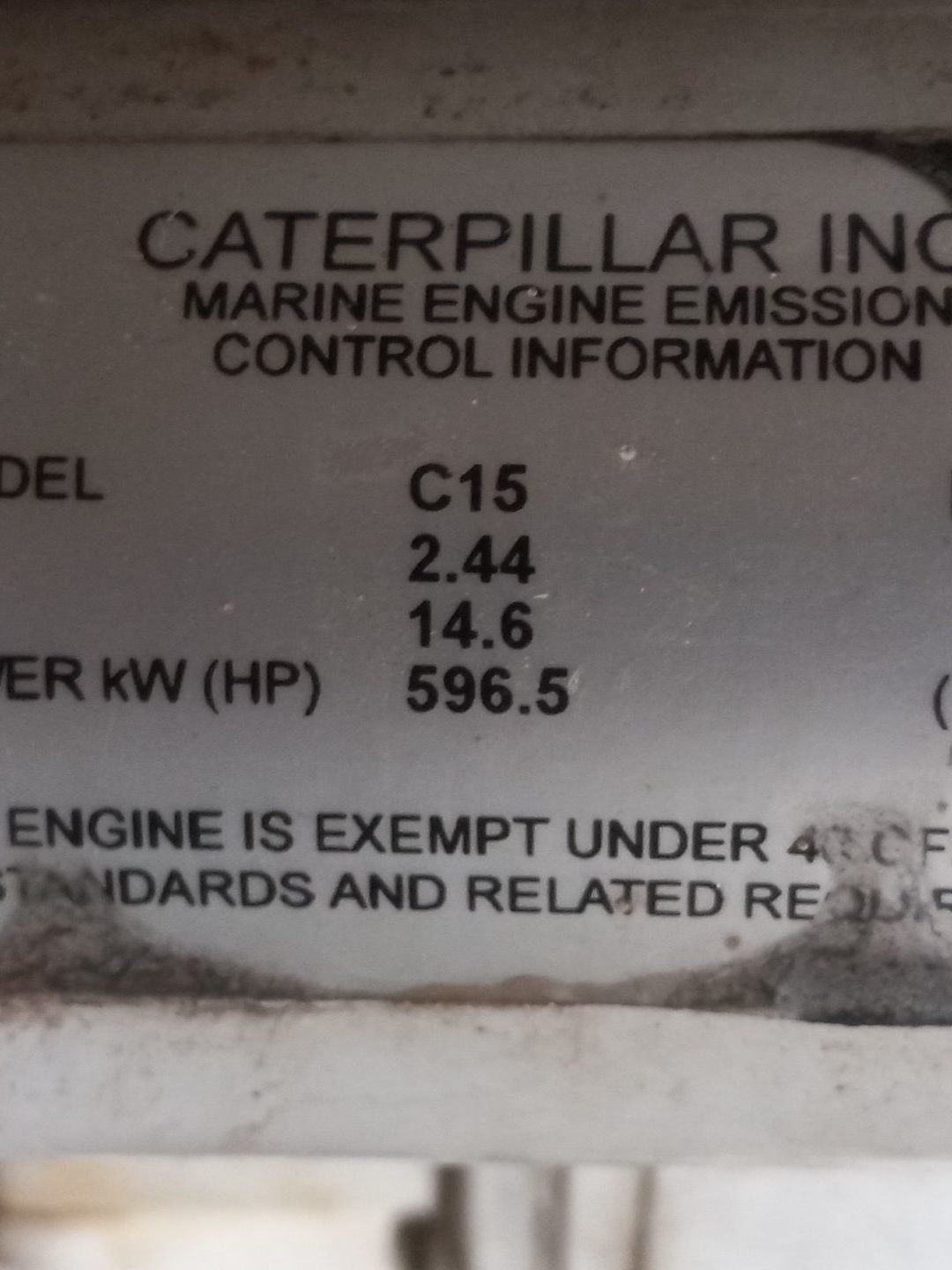 CAT C15 Marine Engine - 800hp - 9000 hours - Commercial Marine Pro