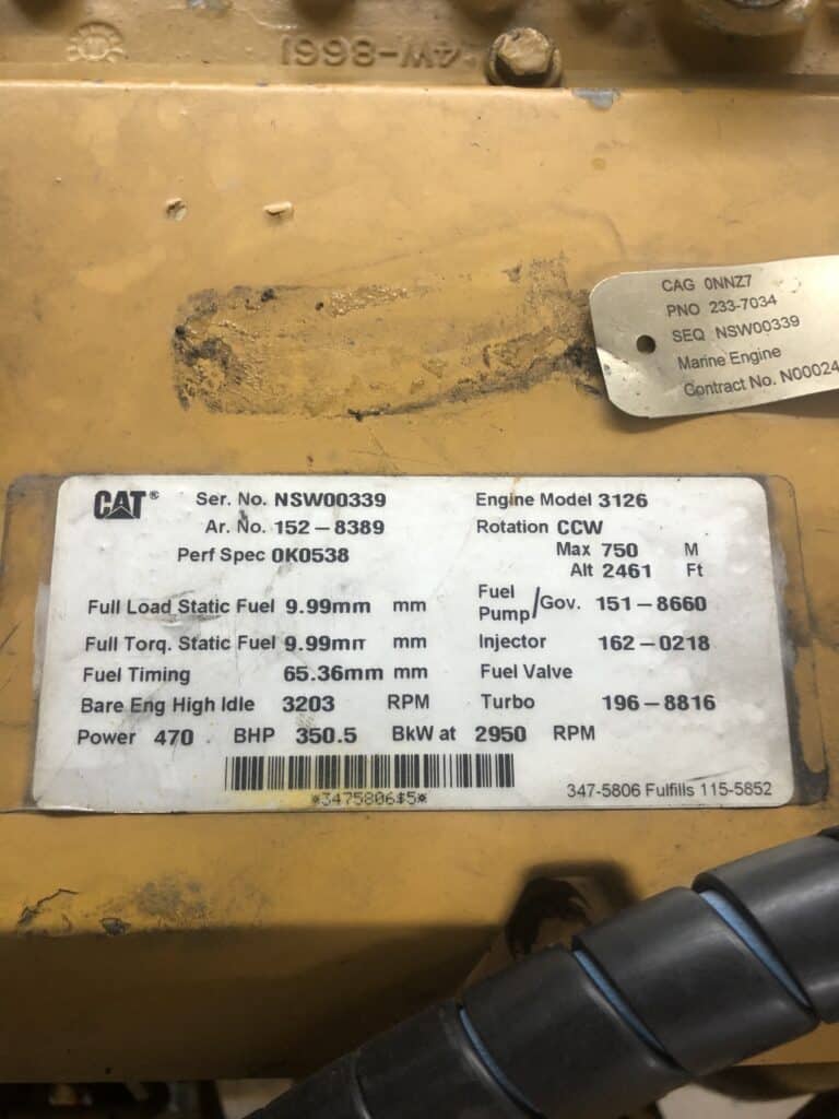 Caterpillar 3126 Marine Engine - 470hp - 250 hours | Commercial Marine Pro