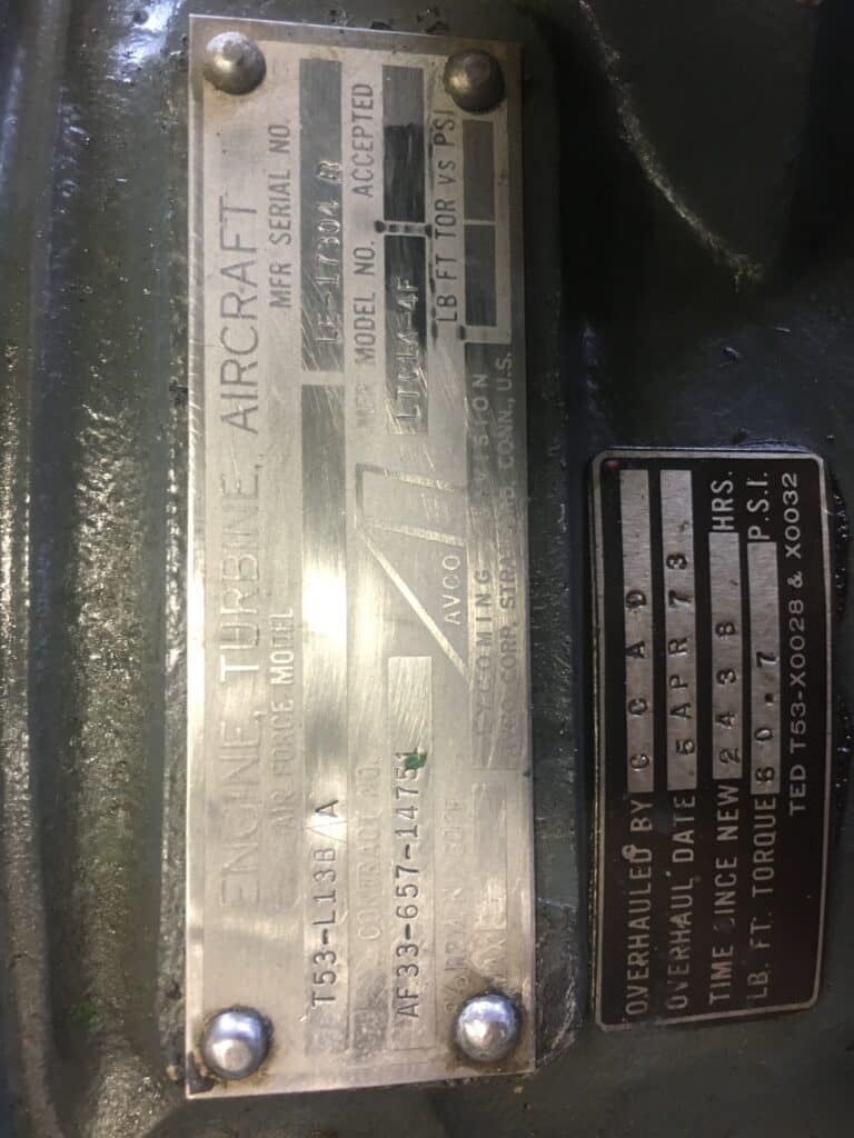 Pair Textron Lycoming T-53 L-13BA Gas Turbine Engines – Commercial ...