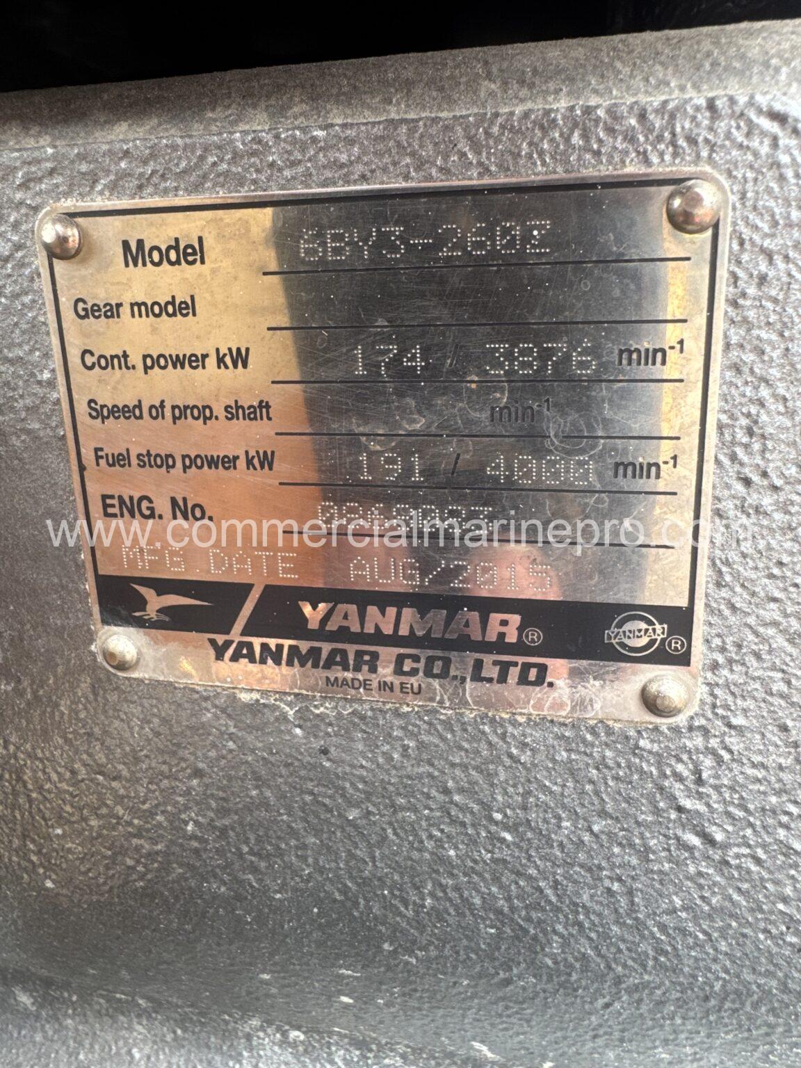 Single Yanmar 6BY3 Marine Engine - Low Hours | Commercial Marine Pro
